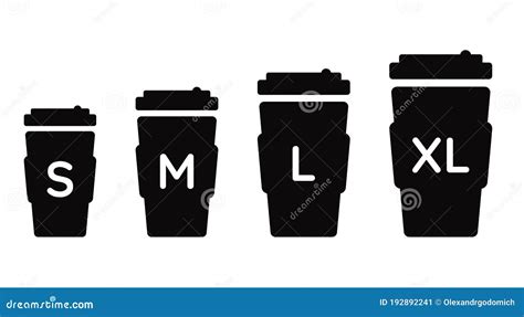 Coffee Cup Size S M L Xl Different Size Small Medium Large And