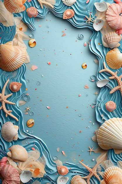 Quadro De Papel Feito M O Com Pequenas Conchas Incrustadas Cor