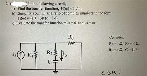 Solved 2 ﻿in The Following Circuit A ﻿find The Transfer