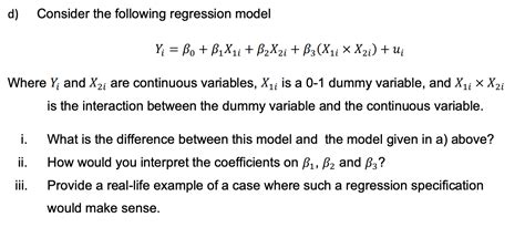 solved d consider the following regression model