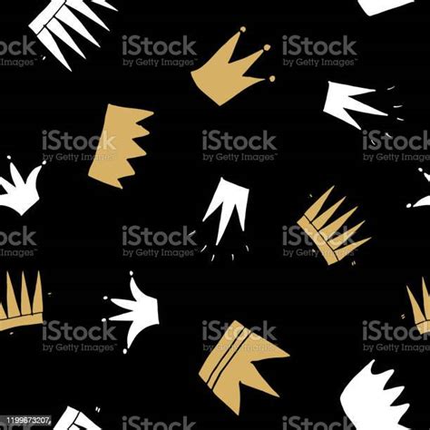 크라운 원활한 패턴 손으로 그린 로얄 낙서 배경 벡터 일러스트 고풍스런에 대한 스톡 벡터 아트 및 기타 이미지 고풍스런 공주 그런지 이미지 기법 Istock