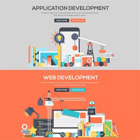 Web Design Development Programming Coding Mockup Flat 3d Concept Stock