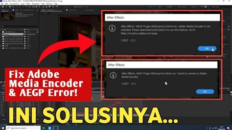 Fix Adobe Media Encoder Tidak Terinstal And Aegp Error Youtube