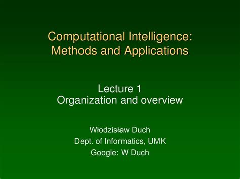 Ppt Computational Intelligence Methods And Applications Powerpoint