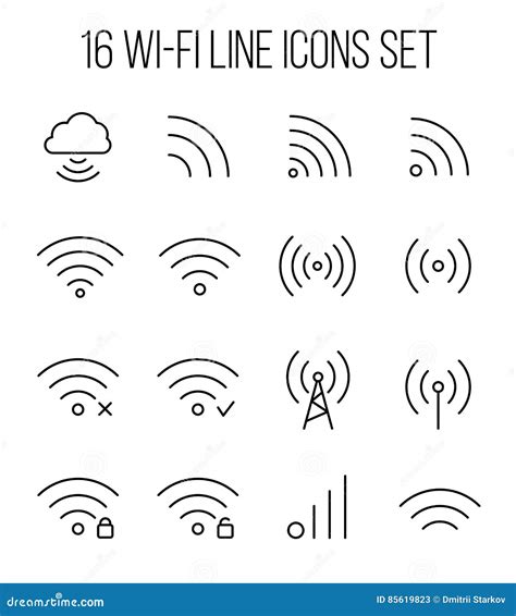 Set Of Wireless Icons In Modern Thin Line Style Stock Vector Illustration Of Station Digital