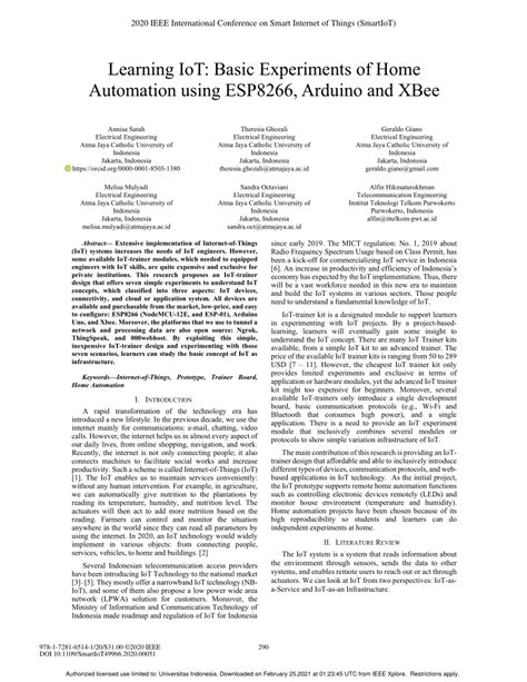 Pdf Learning Iot Basic Experiments Of Home Automation Using Esp8266