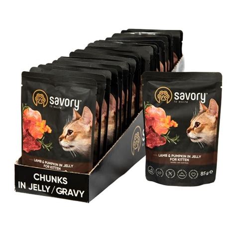 ᐉ Корм вологий Savory для кошенят ягня з гарбузом в желе 85 г 22 шт • Краща ціна в Києві