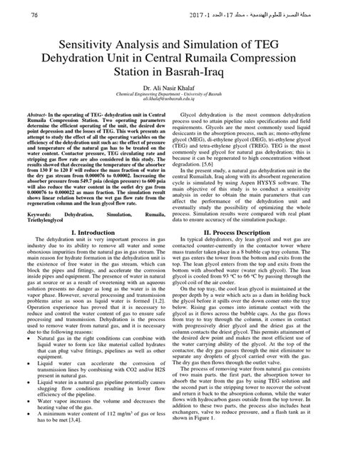 sensitivity analysis and simulation of teg pdf water gases