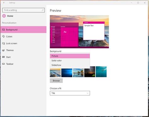 Windows 10 Settings Menu The Personalization Tab Cnet