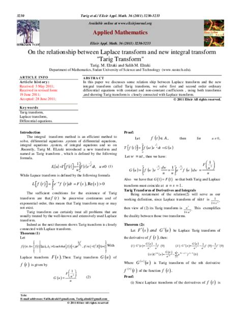 Pdf On The Relationship Between Laplace Transform And New Integral