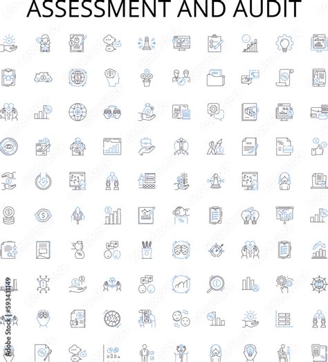 Assessment And Audit Outline Icons Collection Auditing Assessing