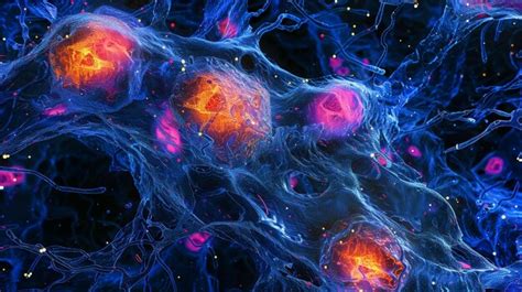 A Microscopic View Of A Cell In The Process Of Dividing With Cellular Adhesion Molecules Playing