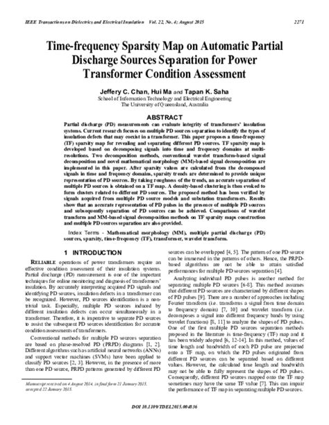 pdf time frequency sparsity map on automatic partial discharge