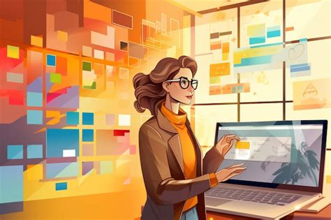 Woman Explaining Coding Concept Premium AI Generated Vector