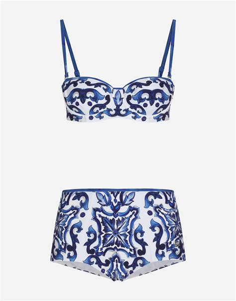 Majolica Print Balconette Bikini In Multicolor Dolceandgabbana®