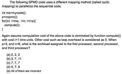 The Following SPMD Code Uses A Different Mapping Chegg