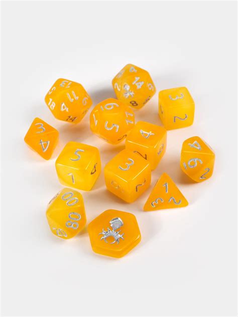 Feytfull Orange Glow In The Dark Mini 12pc Dice Set Kraken Dice