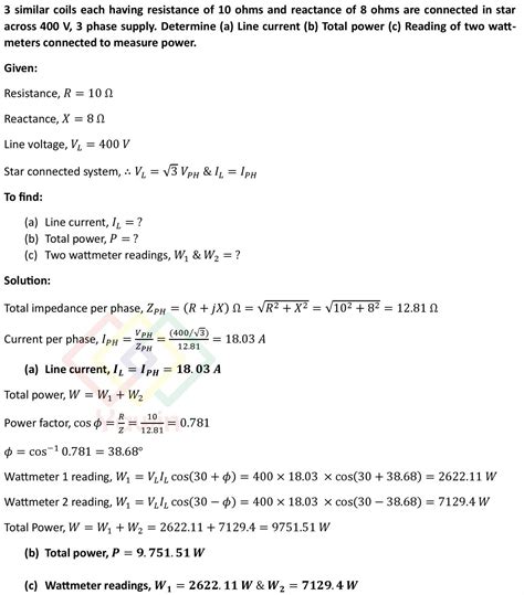 3 Similar Coils Each Having Resistance Of 10 Ohms And Reactance Of 8
