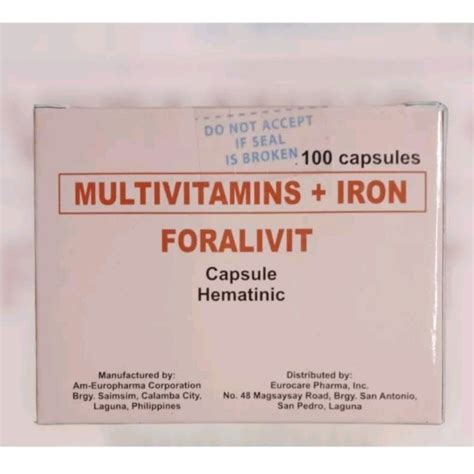 Multivitamins Iron Ferrous Folic Acid Vit B Complex 100 Capsules Shopee Malaysia