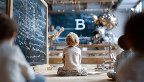 Traditional Classroom Scene Student Learning Bitcoin Blockchain