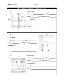 Intro To Quadratics HW By Algebra Crazy TPT