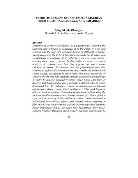 Pdf Semiotic Reading Of Costumes In Nigerian Video Films African