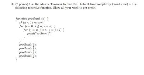 Solved Points Use The Master Theorem To Find The Chegg