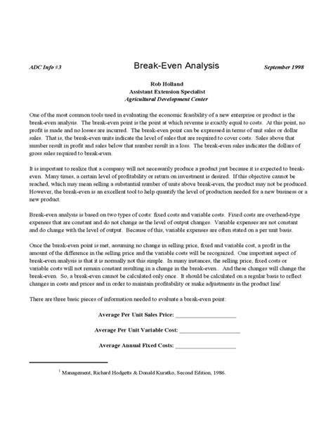 2025 Break Even Analysis Template Fillable Printable Pdf And Forms Handypdf