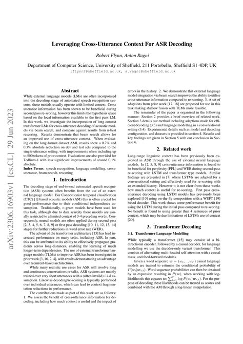 Pdf Leveraging Cross Utterance Context For Asr Decoding