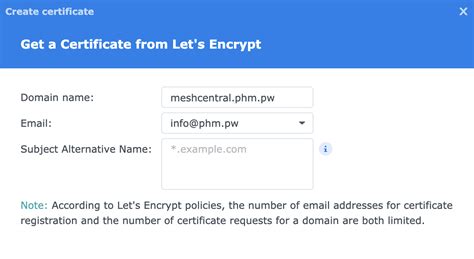 setting up meshcentral on a synology nas using reverse proxy phm