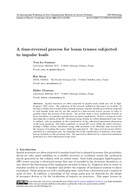Pdf A Time Reversal Process For Beam Trusses Subjected To Impulse Loads