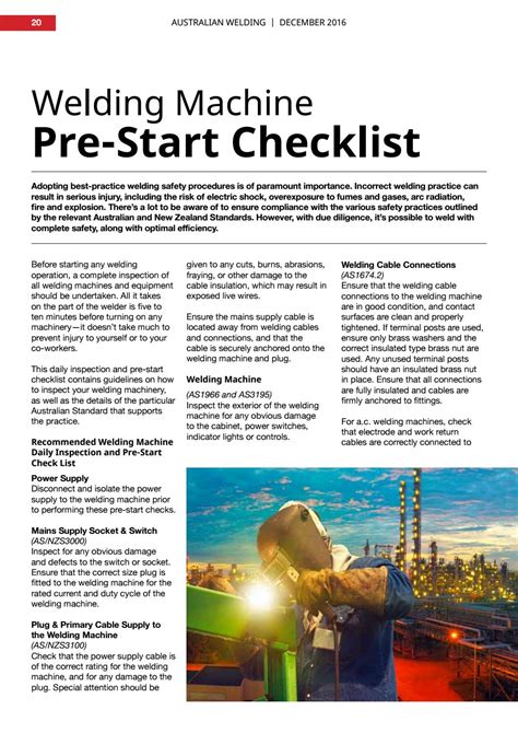 Welding Machine Pre Start Checklist By Weld Australia Issuu