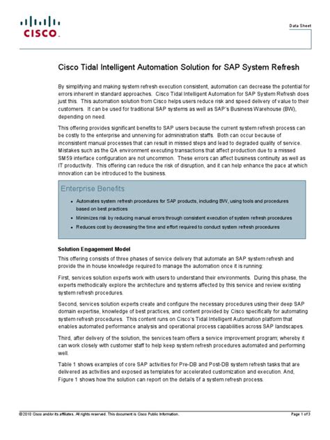 Cisco Tidal Intelligent Automation For Sap System Refresh Datasheet 1104b0710 Final Pdf