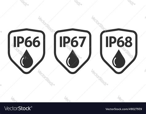 Ip68 Ip67 Ip66 Icon Water Resistant Protection Vector Image
