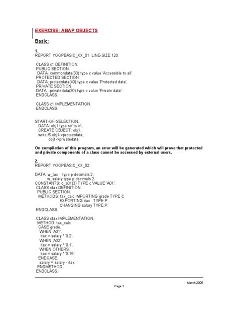 03 Introduction To Abap Objects Exercise Solutions Pdf Method