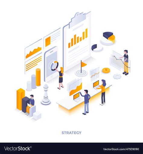Flat Color Modern Isometric Design Strategy Vector Image