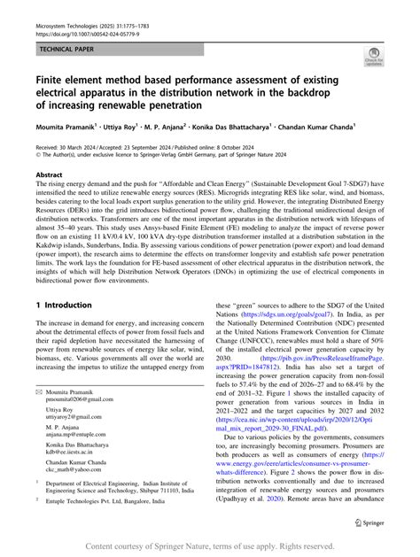 Finite Element Method Based Performance Assessment Of Existing Electrical Apparatus In The
