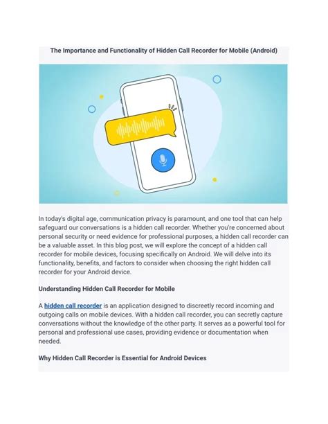 Ppt The Importance And Functionality Of Hidden Call Recorder For Mobile Android Powerpoint