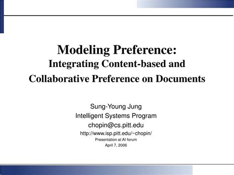 Ppt Modeling Preference Integrating Content Based And Collaborative Preference On Documents