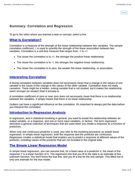 summary correlation and regression pdf linear regression