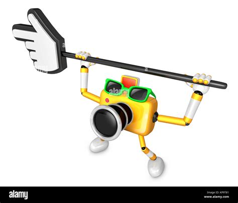 That Yellow Camera Holding A Large Cursor Indicate A Direction Create 3d Camera Robot Series