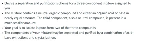 solved devise a separation and purification scheme for a