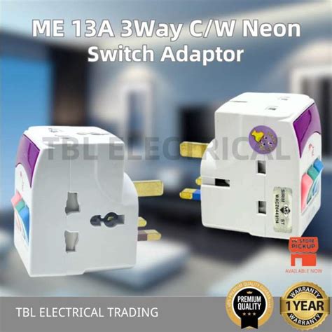🔥sirim🔥me 13a 3 Way Adaptor 3 Way Multi Adaptor Extension Socket With Switch And Neon Light