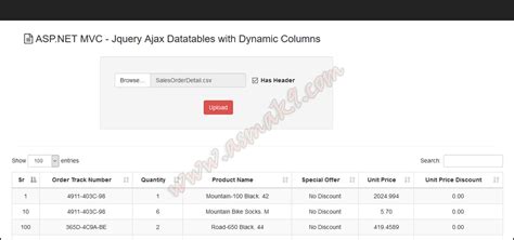 Asp Net Mvc Jquery Ajax Datatables With Dynamic Columns