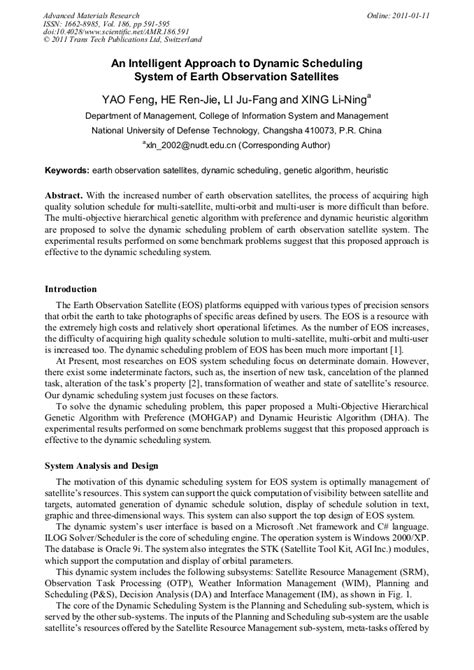 An Intelligent Approach To Dynamic Scheduling System Of Earth
