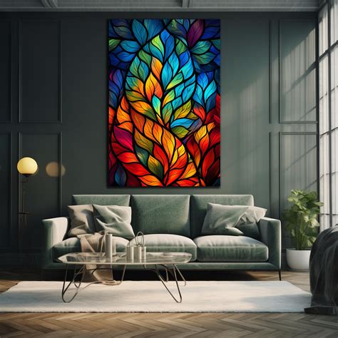Stained Glass Flower Tempered Glass Wall Art Glass Printing Large