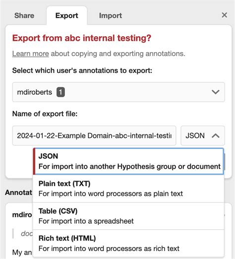 Exporting And Importing Annotations Hypothesis