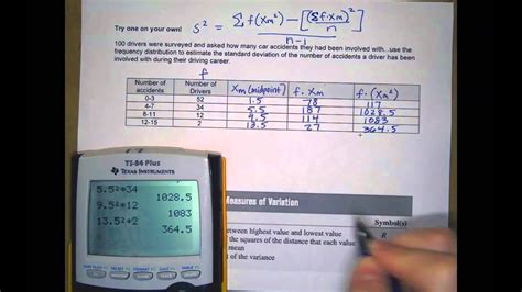 Variance And Standard Deviation Of A Grouped Frequency Distribution Youtube