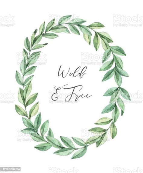 손으로 그린 수채화 그림입니다 유칼립투스 가지와 잎식물 화환 녹지 꽃 무늬 요소 결혼식 초대장 인사말 카드 인쇄물 포스터 포장에 적합 신록에 대한 스톡 벡터 아트 및 기타