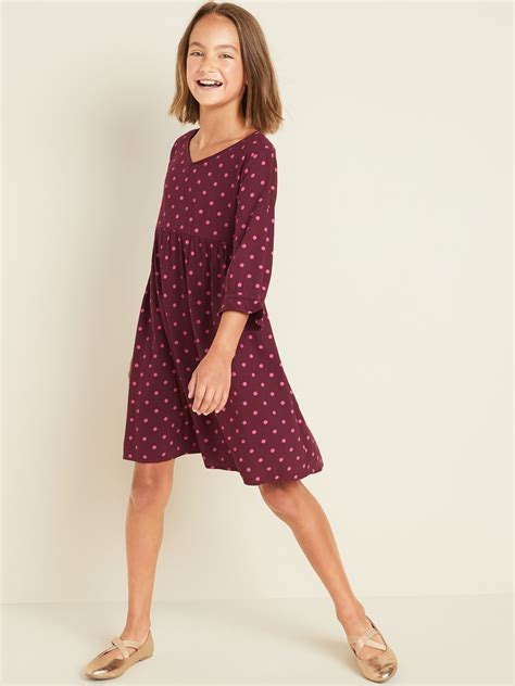 Patterned Waist Defined Dress For Girls Old Navy Girls Polka Dot